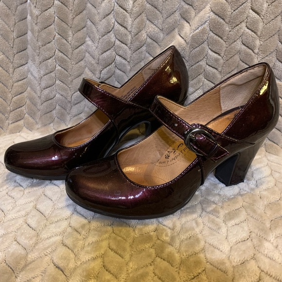 Sofft | Shoes | Sofft Shiny Burgundy Mary Jane Heels | Poshmark